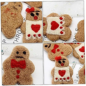 Amosfun 5pcs Wool Felt Gingerbread Man Pendant Chrismas Decor Hanging Gingerbread for Christmas Gingerbread Man Decorations House Decorations for Home Hanging Ornament Wreath Manual
