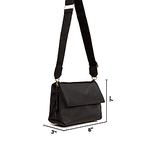 Women Fabric Nylon Crossbody Bag Ladies Travel Handbag (Black)