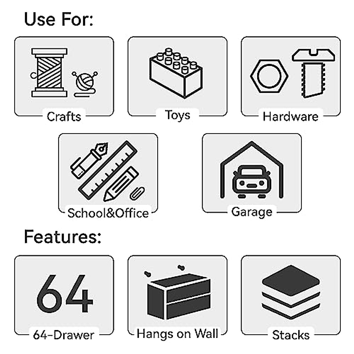 Elevon Hardware and Craft Cabinet 14.8" W x 6.3" D x 18.7" H, 39 Drawers, Black