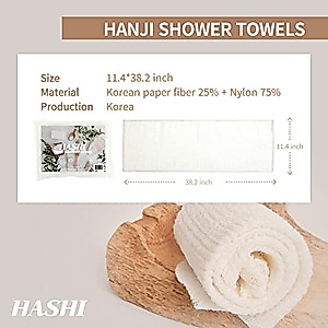 Korean Body Exfoliating Cloths, for Sensitive Skin, Remove Bad Smell Paper Fiber Wash Scrubber, ECO-Friendly Washcloth, Clean Shower Towels, Sponge, Loofah Scrub for Back, (11.4 x 38.2 Inches) HA SHI