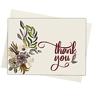 Funeral Thank You Cards - Sympathy Bereavement Thank You Cards With Envelopes - Message Inside (25, Fall Flowers)