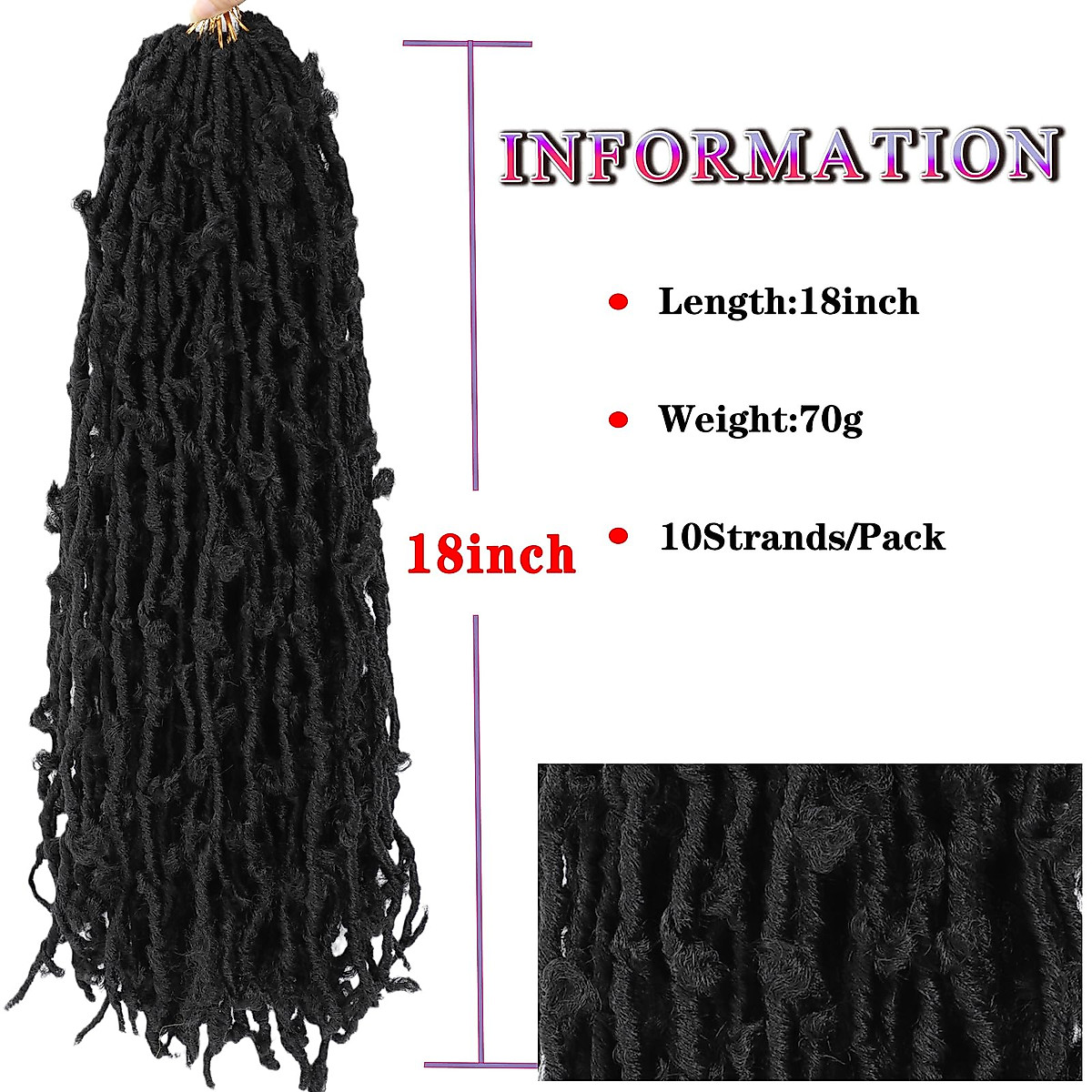 Butterfly Locs Crochet Hair 18 Inch Pre Looped Distressed Braids Soft Messy Crochet Soft Locs Crochet Hair Faux Locs Crochet Hair Extensions 6Packs (18 Inch (Pack of 6), 1B)