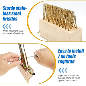 Cleaning Paving Joints,Cleaner Moss Remover Brush with Scraper Patio Weed Brush Head for Outdoor Weed Remover Tool Removable 2 in 1 Weed Remover Brush 4-Section Handle Crack Weeder (B)