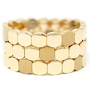 Cedar and Ink Stackable Bracelets, Tile Bracelets for Women, Stackable Enamel Bracelets, Enamel Bangle Bracelet, Gifts for Women - Gold Honeycomb