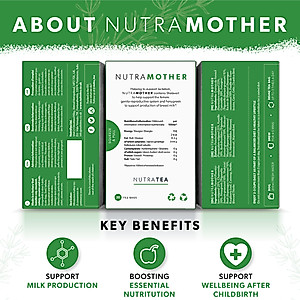 NUTRAMOTHER - Lactation Support Tea | Breastfeeding Tea - Lactation Tea For Increased Breast Milk - Includes Fenugreek, Fennel and Raspberry Leaf - 20 Enveloped Tea Bags - by Nutra Tea - Herbal Tea