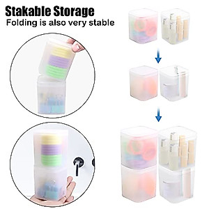 3 Pack Set Plastic Square Storage Bin-Cabinet,Cosmetic Storage Organizer Box,Cotton Pads Storage Box, Cotton Swabs Holder, Gift Box Clear Container fot Toiletries, Makeup,Hair Accessories,Crafts