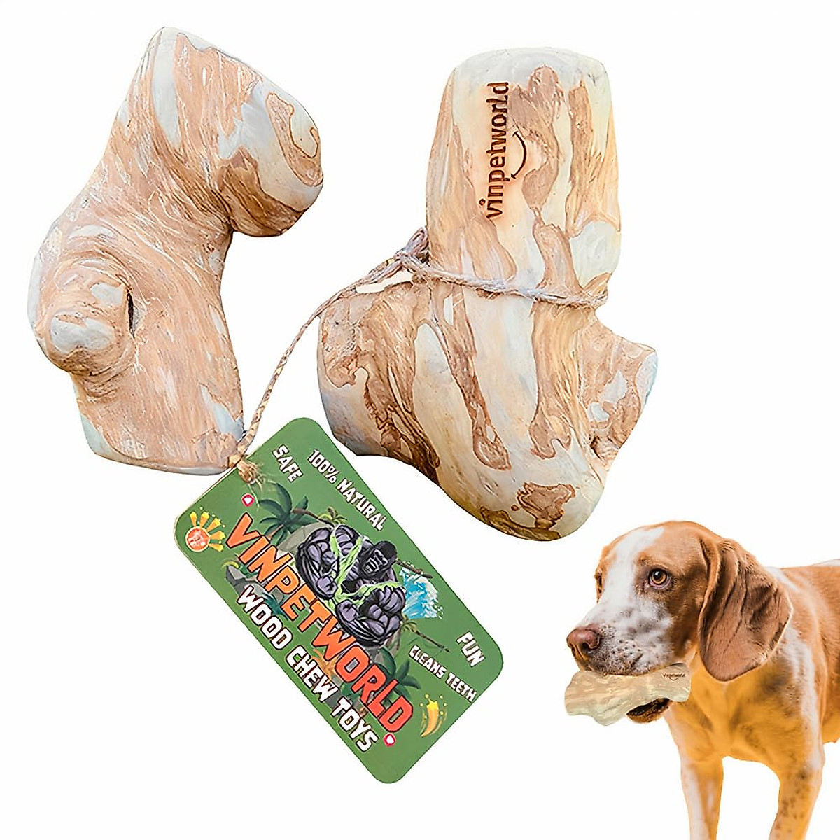 VINPETWORLD Dog Chew Toy - Boost Your Dog's Chewing Joy with This Safe, Natural Stick from Real Coffee Wood, Perfect for Your Joyful Four-Legged Friend - Size Medium (Pack of 2)