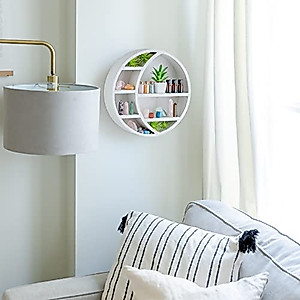 Crescent Moon Shelf Wall Decor - Rustic Wooden Moon Shelf for Crystals, Stones & Essential Oils - Wall-Mounted & Easy to Hang - Boho Shelf for Nursery or Bedrooms - 14 x 14 x 3.5 in. (White)