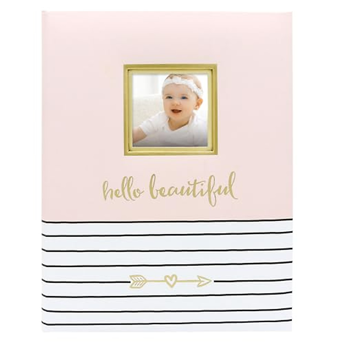 Pearhead Hello Baby First 5 Years Memory Book, Baby Girl Keepsake for New and Expectant Parents, Pregnancy And Milestone Journal, Pink