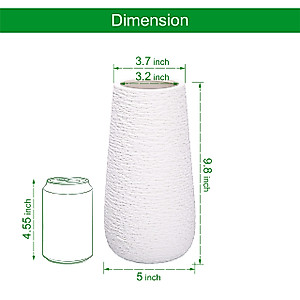 D'vine Dev 10 Inch Textured White Elegant Oval Ceramic Vase for Flowers, Home Décor Vase with Design Box, VS-LD-B-3