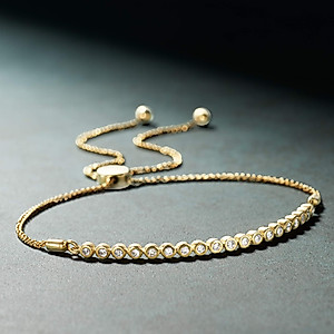 Ross-Simons 0.33 ct. t.w. Bezel-Set Diamond Bolo Bracelet in 18kt Gold Over Sterling