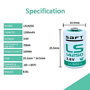 STEPMAX (5 Pack LS14250 1/2 AA 3.6v 1200 mAh Lithium Battery for Dogwatch R9 and R12 Receiver Collar