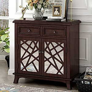 Rhomtree 30.3'' Kitchen Sideboard Buffet with Doors, Drawers and Adjustable Shelf, Storage Cabinet Wood Accent with Durable Wooden Build Large Storage Space Buffet Ample Storage Space (Brown)