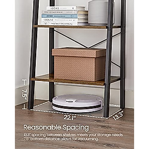 VASAGLE Ladder Shelf, 4-Tier Bookshelf, Storage Rack, Bookcase with Steel Frame, for Living Room, Home Office, Kitchen, Bedroom, Industrial Style, Rustic Brown and Black ULLS44X