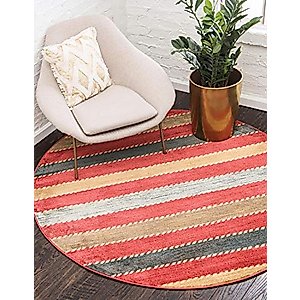 Unique Loom Fars Collection Area Rug - Monterey (8' Round, Multi/ Rust Red)