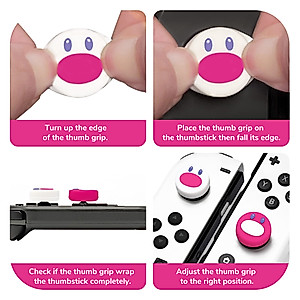 Switch Thumb Grips Joystick Caps Compatible with Nintendo Switch/OLED/Lite Controller Accessories,FUNLAB Cute Silicone Analog Stick Cover,4PCS - Wugtrio Pink & Wiglett White