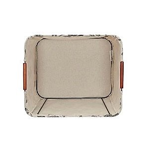 Household Essentials Medium Tapered Storage Bin with Wood Handles, Floral Pattern