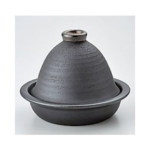 Tajin Pot, Shabu-Shabu, Black Gold Color Tagine Pot (Medium) 9.0 x 6.7 inches (22.7 x 17 cm), Body 2.4 inches (6 cm), Direct Fire, Restaurant, Ryokan, Japanese Tableware, Restaurant, Commercial Use