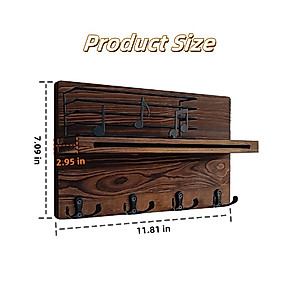 Styptika Mail and Key Organizer for Wall, Key Holder Wall Mount with Musical Note Design, Mail Organizer Wall Mounted, Mail Key Holder Wall Mount, Key Holder for Wall with 4 Double Hooks for Entryway