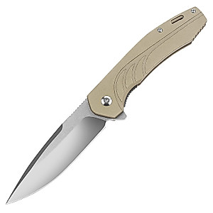 URiver Pocket Knife,G10 handle,With Pocket clip,Material Sharp Blade, Great for Paring, Hunting and Camping,Ideal Gifts for Your Family(Yellow)