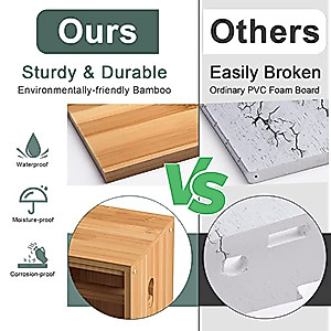 AmazerBath Small Bathroom Storage Cabinet Bamboo, Upgraded Toilet Paper Holder with Storage, Toilet Paper Storage Cabinet, Bathroom Organizers and Storage, Waterproof Coating, 33x7.3x6.5 Inches