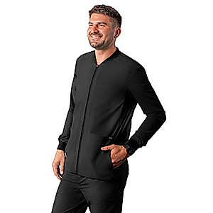 Adar Addition Scrubs for Men - Zippered Bomber Scrub Jacket - A6206 - Black - L