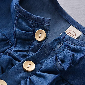 Toddler Baby Girl Long Sleeve Fall Dress Infant Denim Leopard Ruffle Dresses Cheetah Outfit, Blue, 2-3T