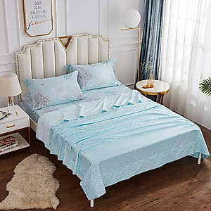 Brandream 7-Piece Bed in A Bag Luxury Nautical Bedding Queen Size Beach Bedding Sets Cotton Duvet Cover Bed Sheet Set