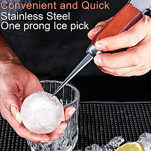 Ice Pick - 7 Inch Stainless Steel Ice Crusher with Wood Handle, Japanese Style Ice Chipper Dual-action Ice Chisel ideal for Bars and Home