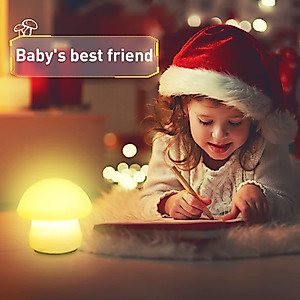 Mushroom Lamp, Rechargeable Mushroom Night Light, Multi-Color LED Mushroom Nightlight, Dimmable Mushroom Nightlamp for Breastfeeding, Nursery Squishy Silicone Lamp for Bedroom(Tap/Remote Control)