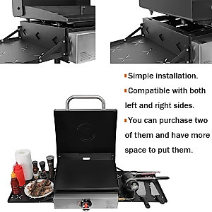 AdokeiTa Griddle Caddy for Blackstone 17'/22'/28' Griddle, BBQ Accessories Organizer, Easy Access to Spice Bottles, Black, Stainless Steel, Rectangular