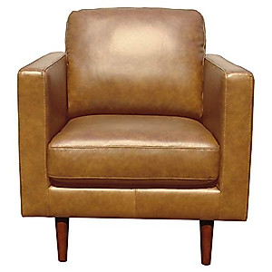 Amazon Brand – Rivet Revolve Modern Leather Armchair with Tapered Legs, 33"W, Caramel