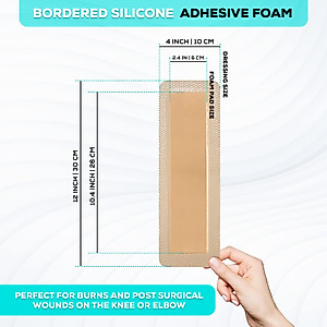 MedVanceTM Silicone - Bordered Silicone Adhesive Foam Dressing Size 4"x 12" (2.4"x10.4" Pad) Box of 5 dressings