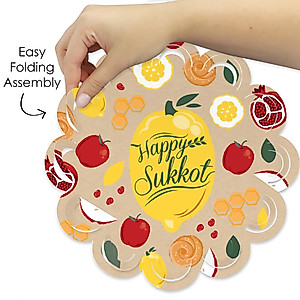 Big Dot of Happiness Sukkot - Sukkah Jewish Holiday Round Table Decorations - Paper Chargers - Place Setting For 12