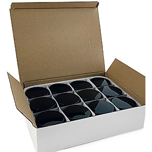Vivaplex, 12, Black, 1 oz, Round Glass Jars, with Inner Liners and black Lids