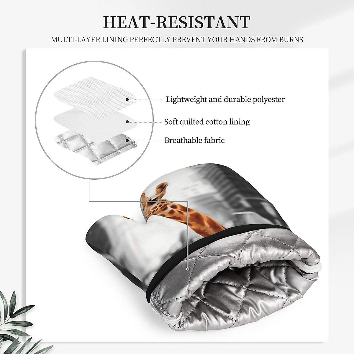 Giraffe in New York Silicone Oven Mitts Heat Resistant Non-Slip BBQ Gloves Kitchen Mittens for Cooking Baking Grilling 1 Pair