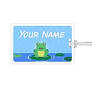 Kids Labels Durable Large Luggage & Bag Tag Frog Design
