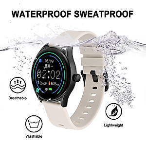 BISONSTRAP Silicone Watch Bands, Slim Watch Straps with Quick Release, 20mm, Ivory (Beige) with Black Buckle