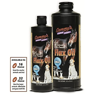 Sammy’s™ Shiny Coat Flaxseed Oil for Pets, Pure Flax Oil for Animals, Omega-3 Fatty Acids for Dogs, Flaxseed Oil Liquid Supplement for Skin and Coat, Flaxseed for Dogs, Cats, Other Pets - 16 oz