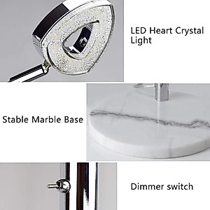 DLLT 5-Light LED Living Room Floor Lamp-Dimmable Bedroom Standing Light with Adjustable Arm & Head, Modern Contemporary Tree Tall Pole Lamps for Office with 3 Brightness Level, Warm White, Sliver