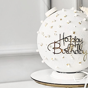 Happy Birthday Cake Toppers Mirror Acrylic Cake Topper Side Cake Decorations Gold Cake Inserts Cake Decorating Supplies Cupcake Toppers for Kids Birthday Cake Decor Birthday Party Decorations,6pcs