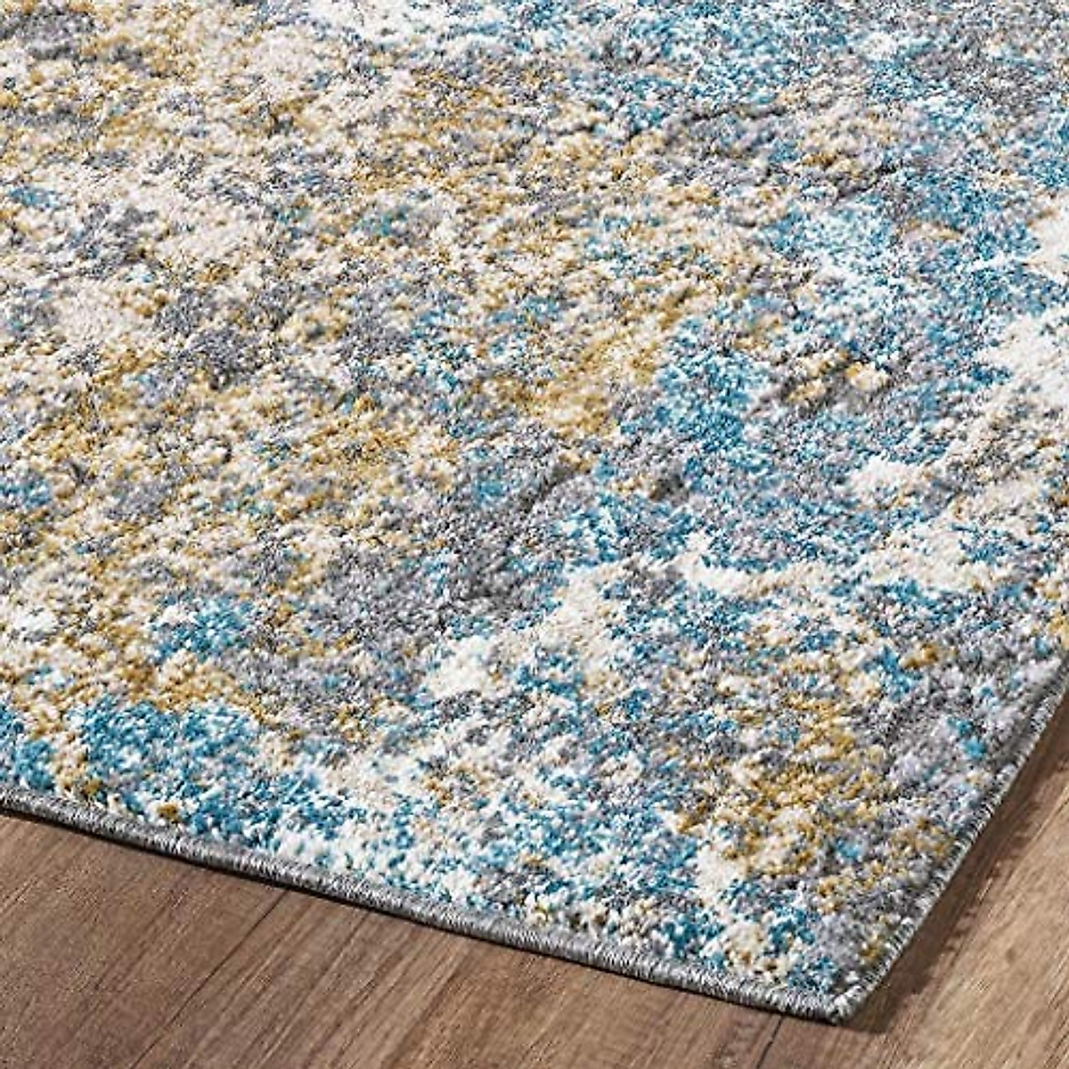 LUXE WEAVERS Rug - Persian Rugs 6490 Abstract Area Rug - Modern Design, Medium Pile, Turquoise / Size 5 x 7
