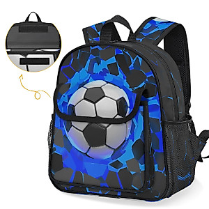 OMFUNS Sport Football Ball Toddler Backpack for Boys Girls Soccer Sport Kids Backpack Kindergarten Nursery Preschool Bookbag Travel Children School Bag with Chest Strap