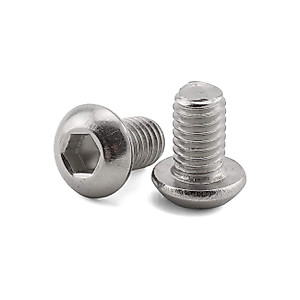 PZRT 50pcs M5 x 8mm Button Head Socket Cap Screws,304 Stainless Steel Allen Hex Button Head Screws