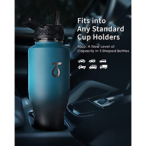 Trebo 40oz Water Bottle Insulated with Lid and Straw,Double Wall Vacuum Stainless Steel Metal Tumbler Flask Fit in Any Car Cup Holder with Paracord Handle,Leakproof Keep Drink Cold & Hot,Indigo/Black