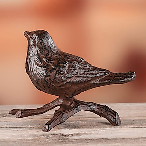 BRASSTAR Rustic Cast Iron Bird with Branches Statue Antique Garden Farmhouse Decoration Home Desk Figurine Replica Rust Color TQGJPT108
