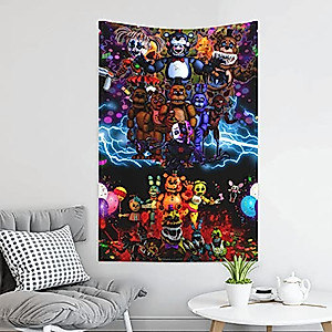 GIMCJOK Five Horror Nights Video At Game Freddy'S Tapestry For Dorm Room,Cute Tapestries Wall Hanging Background Decoration Profession Hanging Blanket Tapestry Curtains- Halloween Tapestry 60x40in