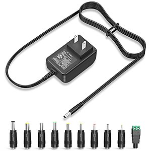 PERFEIDY UL Listed 15V 1A 0.8A 0.5A Charger AC Adapter 15W Switching DC Power Supply Universal Adaptor 15 Volt 1000mA 800mA 500mA Regulated Transformer Plug Cord with 10 Interchangeable Jacks