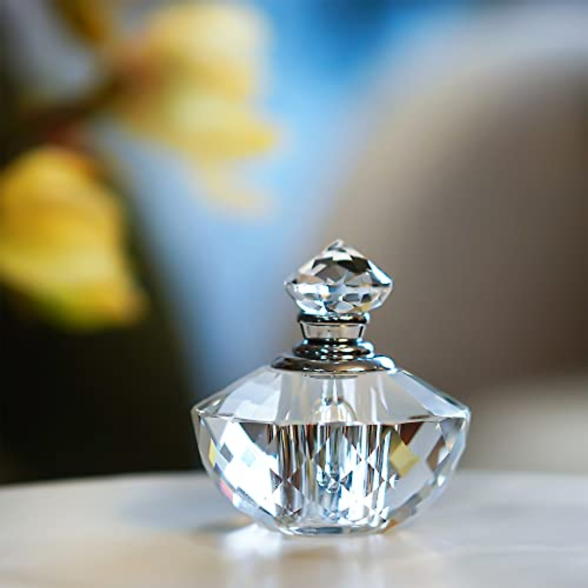 H&D Crystal Glass Art Deco Vintage Style Perfume Bottles Empty Glass Refillable 2ML