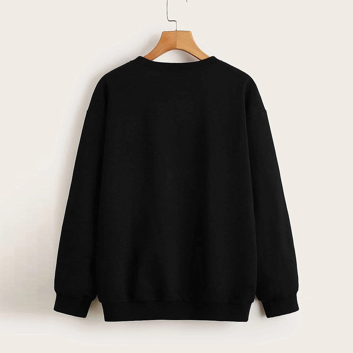 Cute Hoodies for Girls 10-12 Years Old Ladies Sweatshirt ClubBasic Tops Shirt (Black, XL)